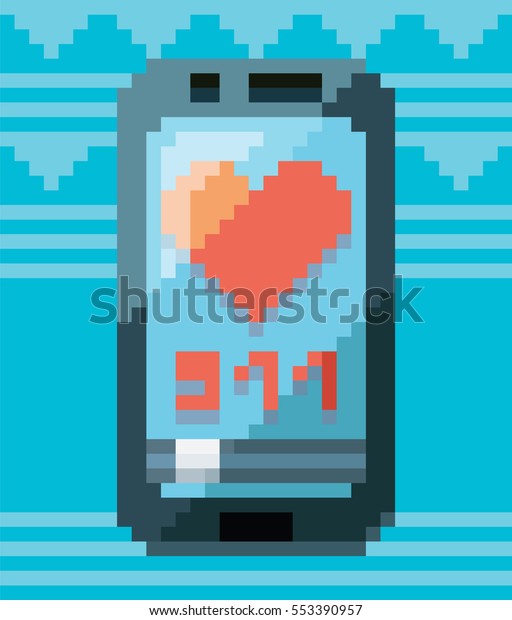 Pixel Art Smartphone Vector Illustration Concept: vector de stock ...
