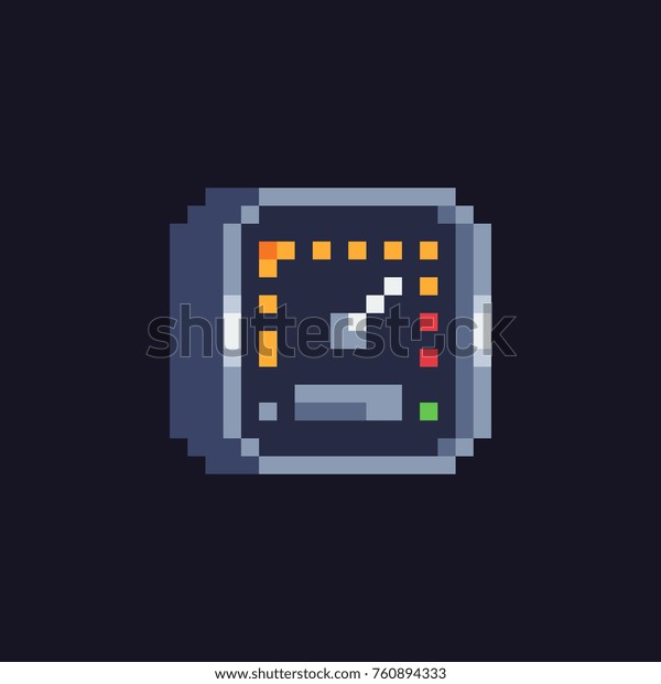 Pixel art speedometer icon. Car dashboard. Video game sprite. 8-bit ...