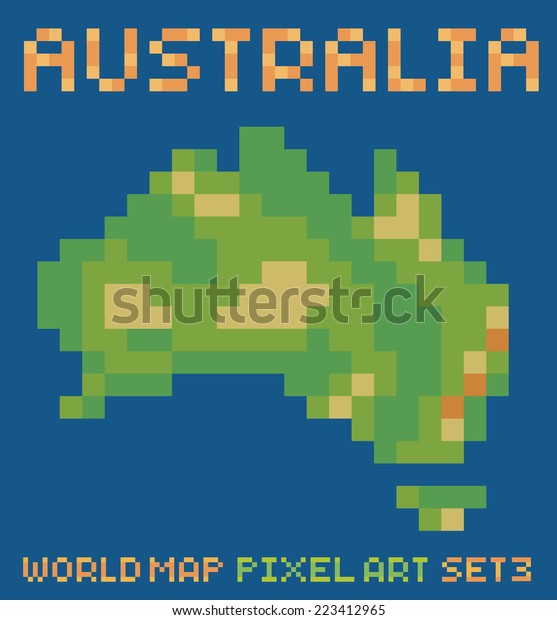 Pixel Art Style Illustration Continent Australia Stock-Vektorgrafik ...