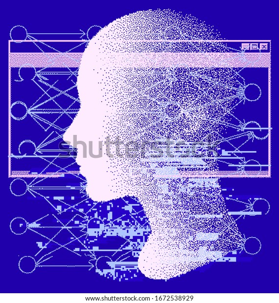 Pixel Art Style Illustration Human Head Stock Vector (Royalty Free ...