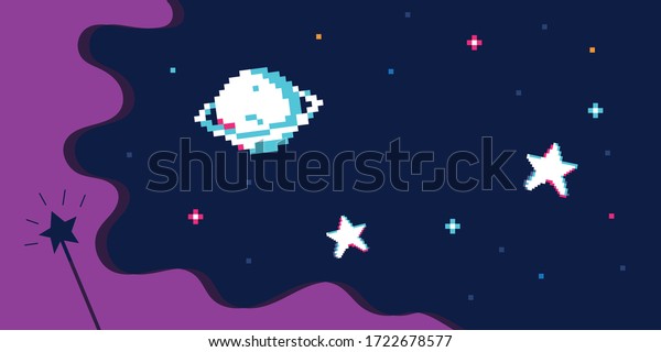 Pixel Art Style Magic Wand Dream Stock Vector (Royalty Free) 1722678577
