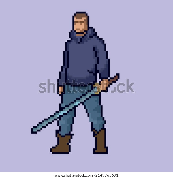 Vektor Stok Pixel Art Style Man Character (Tanpa Royalti) 2149765691 ...