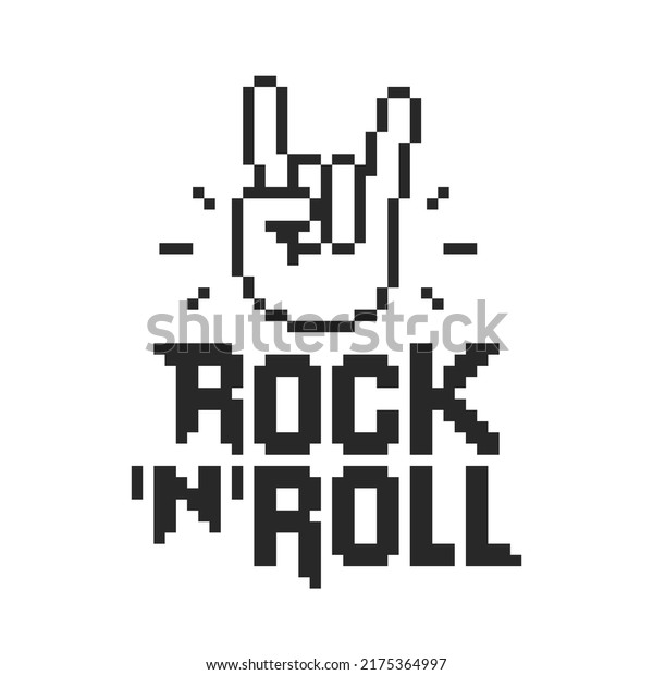 Pixel Art Style Rock Music Gesture: Vector có sẵn (miễn phí bản quyền ...