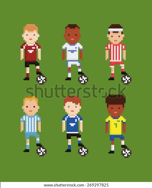 Pixel Art Style Vector Set Football Stock Vector (Royalty Free) 269297825