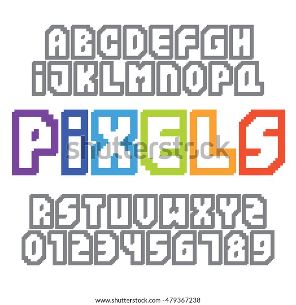 Pixel Art Style Video Game Letters: vector de stock (libre de regalías ...