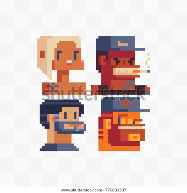 Pixel Art Style Video Game Characters Stock Vector (Royalty Free) 770833507