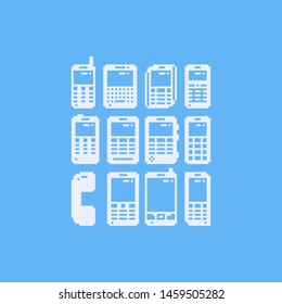Pixel Art Telephone Icon Set8bit Stock Vector (Royalty Free) 1459505282