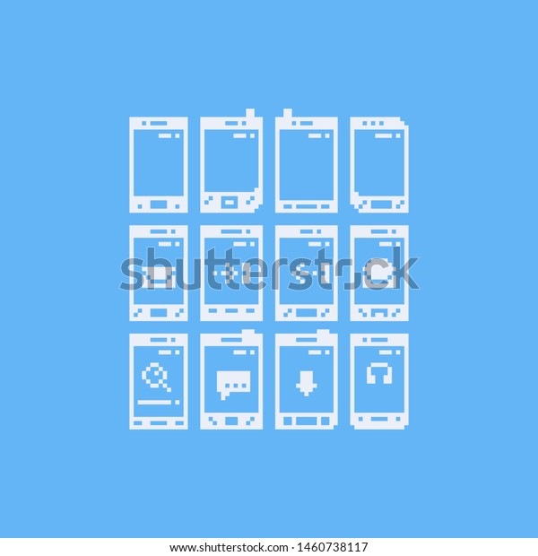 Pixel Art Telephone Notification Icon Set8bit Stock Vector (Royalty ...