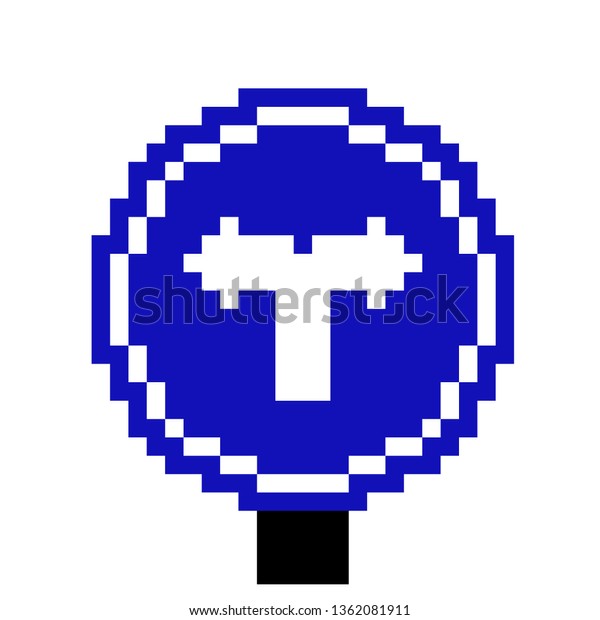 Pixel Art Traffic Signs Force Turn Stock Vector (Royalty Free ...