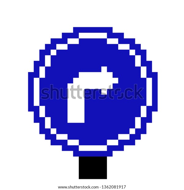Pixel Art Traffic Signs Force Turn Stock Vector (Royalty Free ...