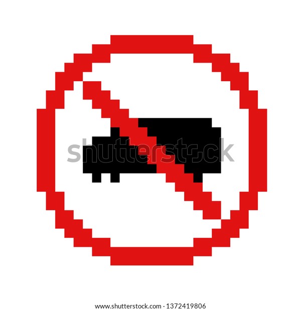 Pixel Art Traffic Signs Force Prohibited Stock Vector (Royalty Free ...