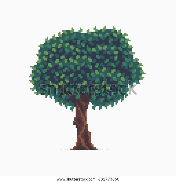 Pixel Art Tree Isolated On White Stock Vector (Royalty Free) 681773860 ...