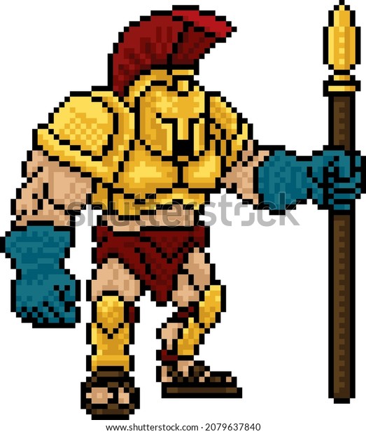 Pixel Art Trojan Spartan Roman Gladiator Stock Vector (Royalty Free ...
