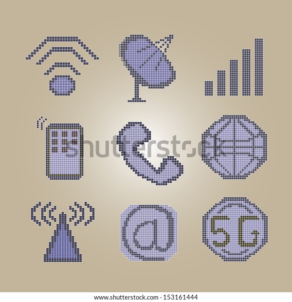 Pixel Art Vector Communication Icons Stock Vector (Royalty Free ...