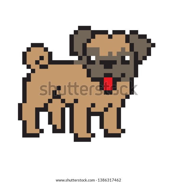 Pixel Art Vector Dog Pug Stock Vector (Royalty Free) 1386317462 ...