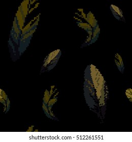 Pixel Art Vector Illustration Brown Feathers Stock Vector (Royalty Free ...