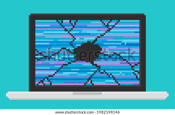 Pixel Art Vector Illustration Damage Laptop Stock Vector (Royalty Free ...