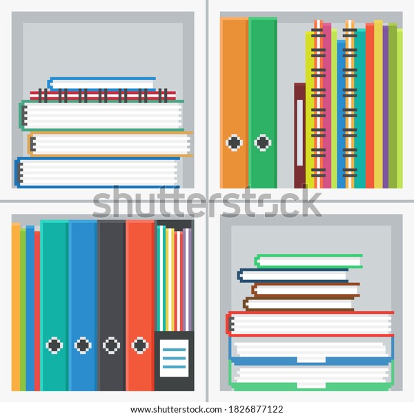 Pixel Art Vector Illustration Office Documents Stock Vector (Royalty ...