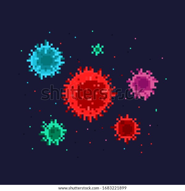 Pixel Art Virus Icon Design Set Stock Vector (Royalty Free) 1683221899 ...