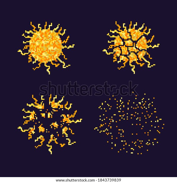 Pixel Art Virus Icon Set Animation Stock Vector (Royalty Free ...