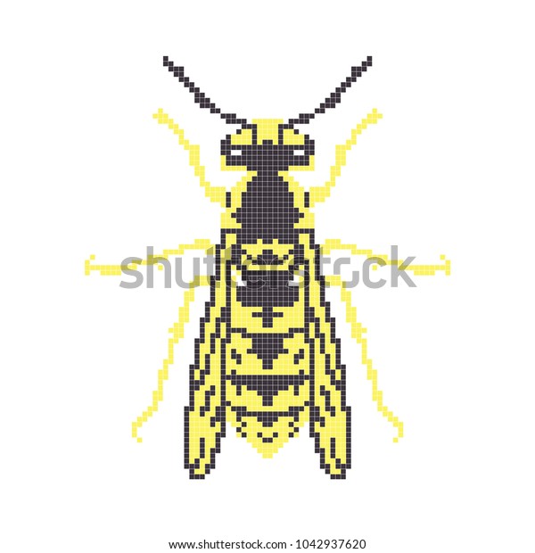 Pixel Art Wasp Insulated Stock Vector (Royalty Free) 1042937620 ...