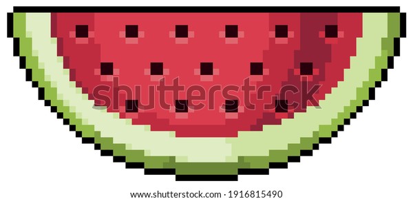 Pixel Art Watermelon Icon 8bit Game Stock Vector (Royalty Free) 1916815490