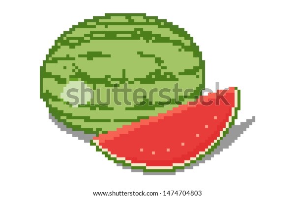 Pixel Art Watermelon Slice On White : image vectorielle de stock (libre ...