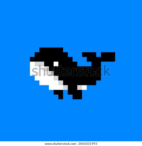 Pixel Art Weird Blue Whale Fountain Stock Vector (Royalty Free ...