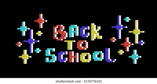 Pixel Art Welcome Back School Banner Stock Vector (Royalty Free ...