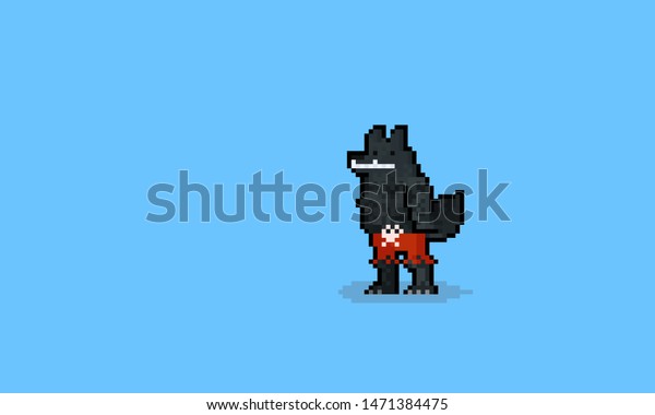 Pixel Art Werewolf Character Wearing Red Stock Vector (Royalty Free ...