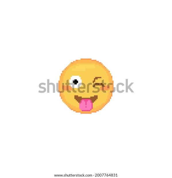 Pixel Art Winking Emoji Face Tongue Stock Vector (Royalty Free ...