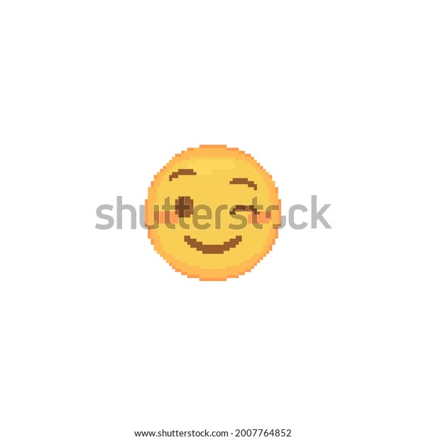 Pixel Art Winking Emoji Face Icon Stock Vector (Royalty Free ...