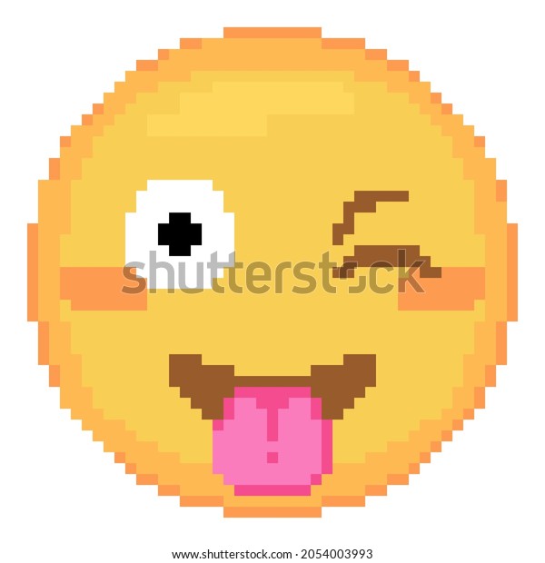 Pixel Art Winking Emoji Face Tongue Stock Vector (Royalty Free ...