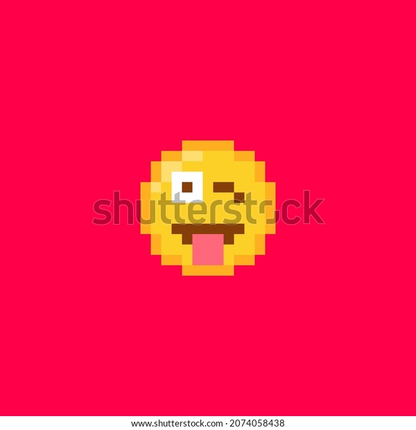 Pixel Art Winking Emoji Face Tongue Stock Vector (Royalty Free ...