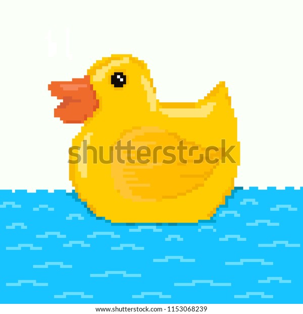 Pixel Art Yellow Rubber Duck Water Stock Vector (Royalty Free ...