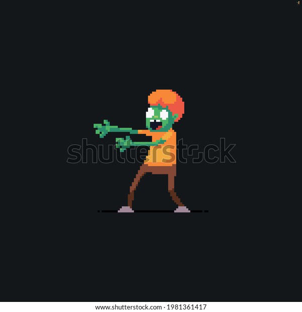 Pixel Art Zombie Trying Grab Something Stock Vector (Royalty Free ...