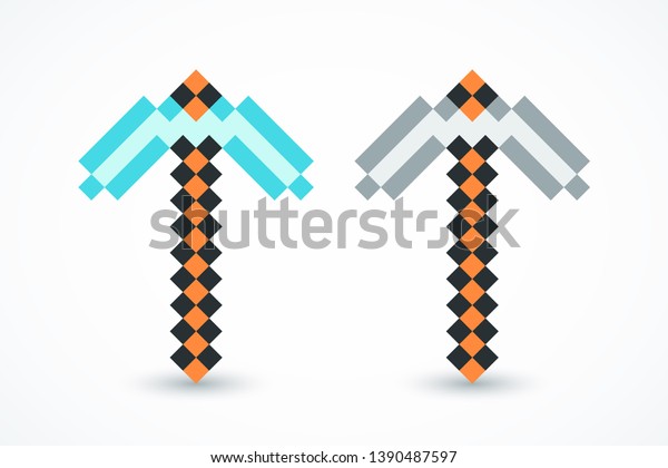 Pixel Axes Pickaxe Icons Symbols Signs Stok Vektör (Telifsiz) 1390487597