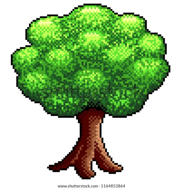 Pixel Big Tree Detailed Realistic Isolated: vetor stock (livre de ...