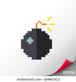 Pixel Bomb Icon: vector de stock (libre de regalías) 604461413 ...