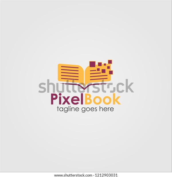 Pixel Book Logo Template Design Stock Vector (Royalty Free) 1212903031 ...