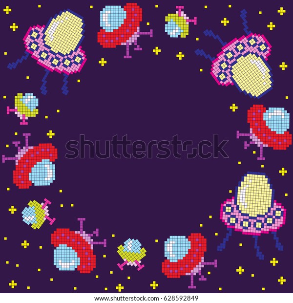 Pixel Cartoon Ufo Frame Vector Illustration Stock Vector (Royalty Free ...