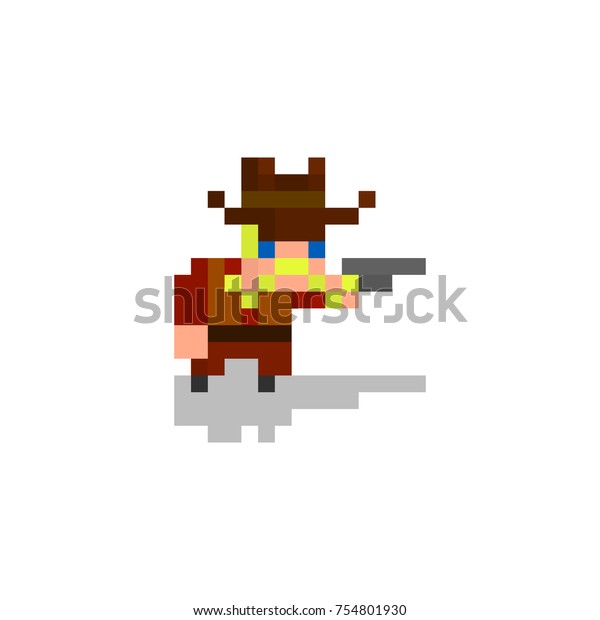 Pixel Character Cowboy Games Web Sites Stock Vector (Royalty Free ...