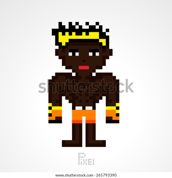 Pixel Character Fighter Boxing Yellow Hair Stock Vector (Royalty Free ...