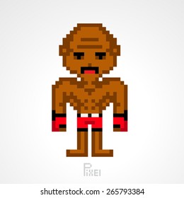 Pixel Character Fighter Man Boxing Skinhead Stock Vector (Royalty Free ...