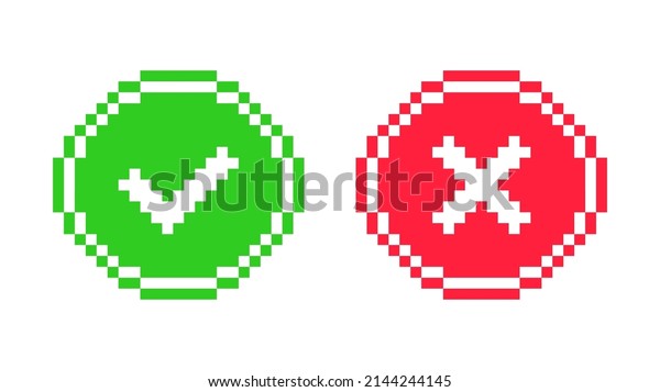 Pixel Check Mark Cross Yes No 库存矢量图（免版税）2144244145 | Shutterstock