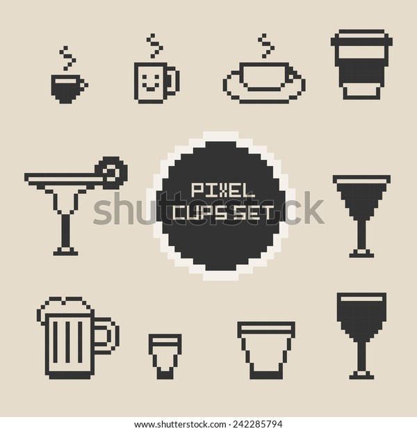 Pixel Cups Glasses Set Stock Vector (Royalty Free) 242285794 | Shutterstock
