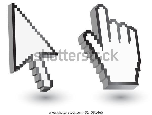 Pixel Cursors Icons Mouse Hand Arrow Stock Vector (Royalty Free) 314081465