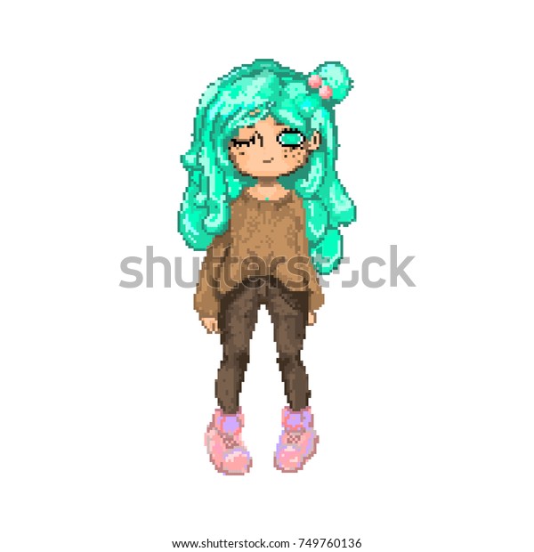 Pixel Cute Girl Games Web Sites Stock Vector (Royalty Free) 749760136