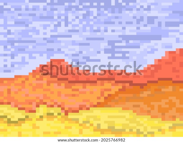 Pixel Desert Landscape Sand Dunes Retro Stock Vector (Royalty Free ...