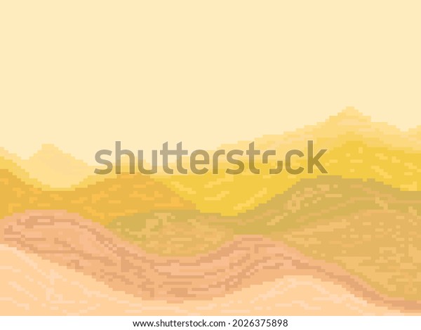 Pixel Desert Landscape Sand Dunes Retro Stock Vector (Royalty Free ...